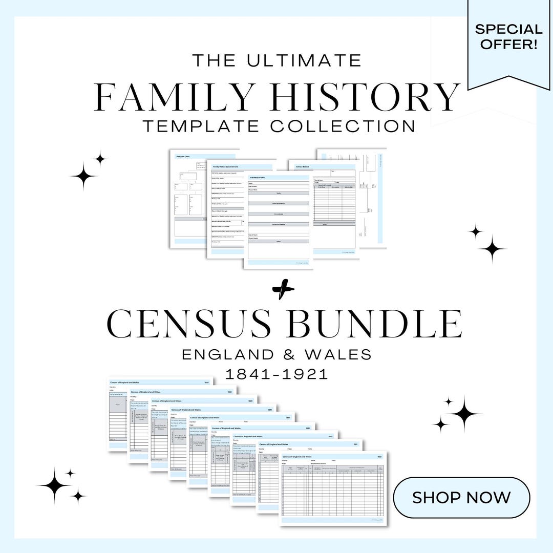 Family History & Census Template Bundle: Research Starter Kit (digital ...