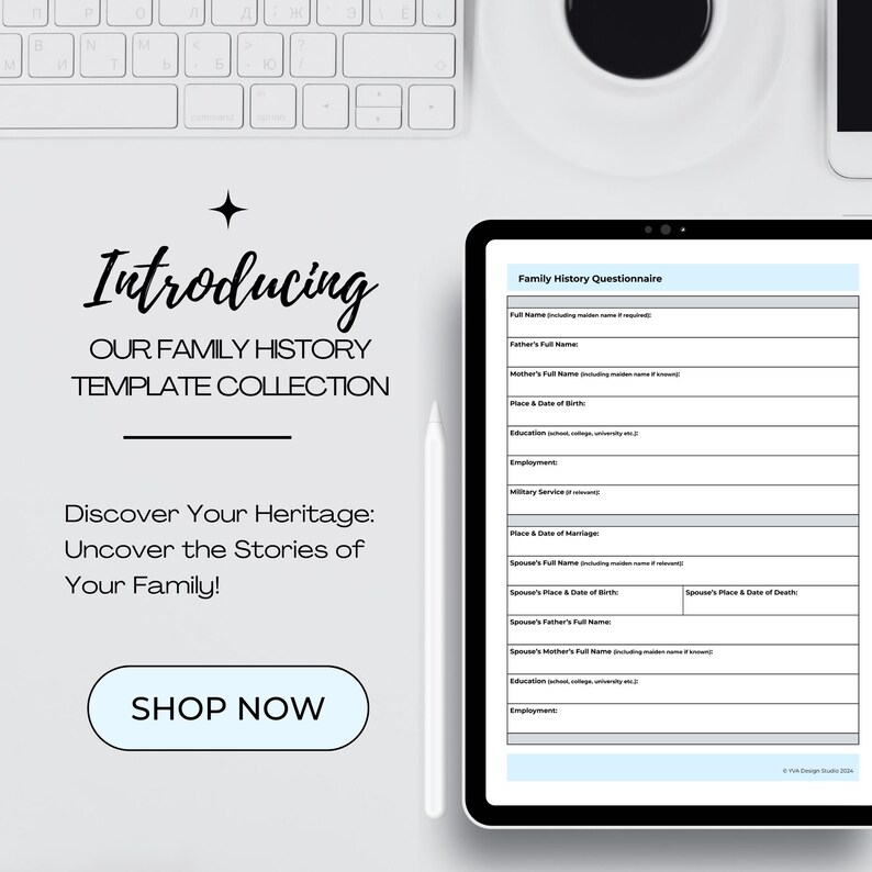 Family History & Census Template Bundle: Research Starter Kit (digital ...