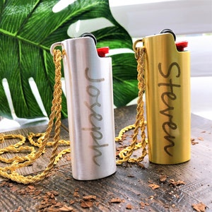 Shiny Gold Lighter Case Necklace Chain custom Personalized - Etsy