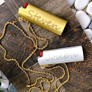 Shiny Gold Lighter Case Necklace Chain custom Personalized - Etsy