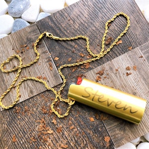 Shiny Gold Lighter Case Necklace Chain custom Personalized - Etsy