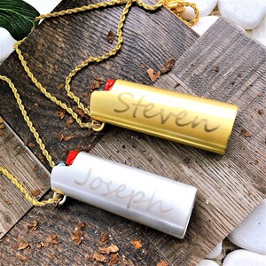 Shiny Gold Lighter Case Necklace Chain custom Personalized - Etsy