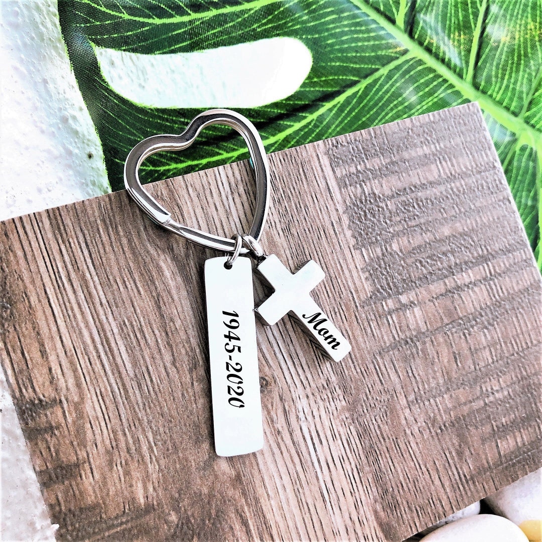 Personalized Urn Necklace Ashes Cremation Cross Key Chain Key Ring ...