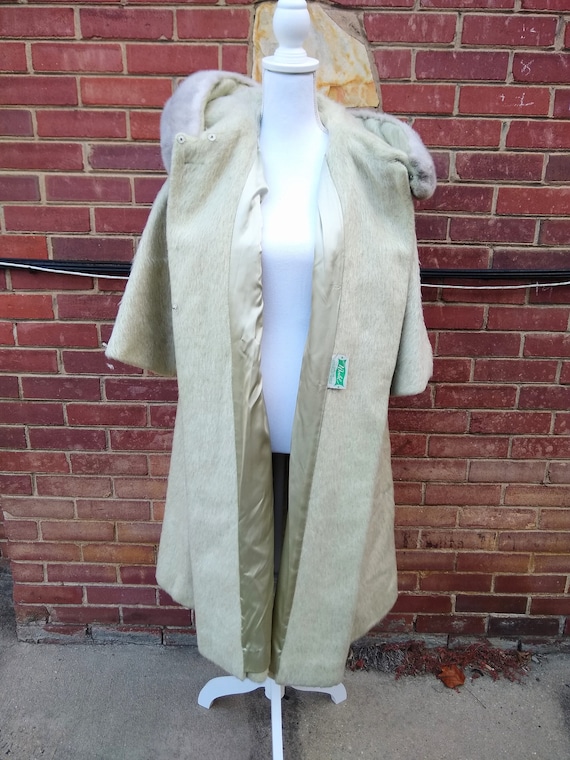 60s Lilli Ann Wool Swing Coat with Fur Collar - Gem