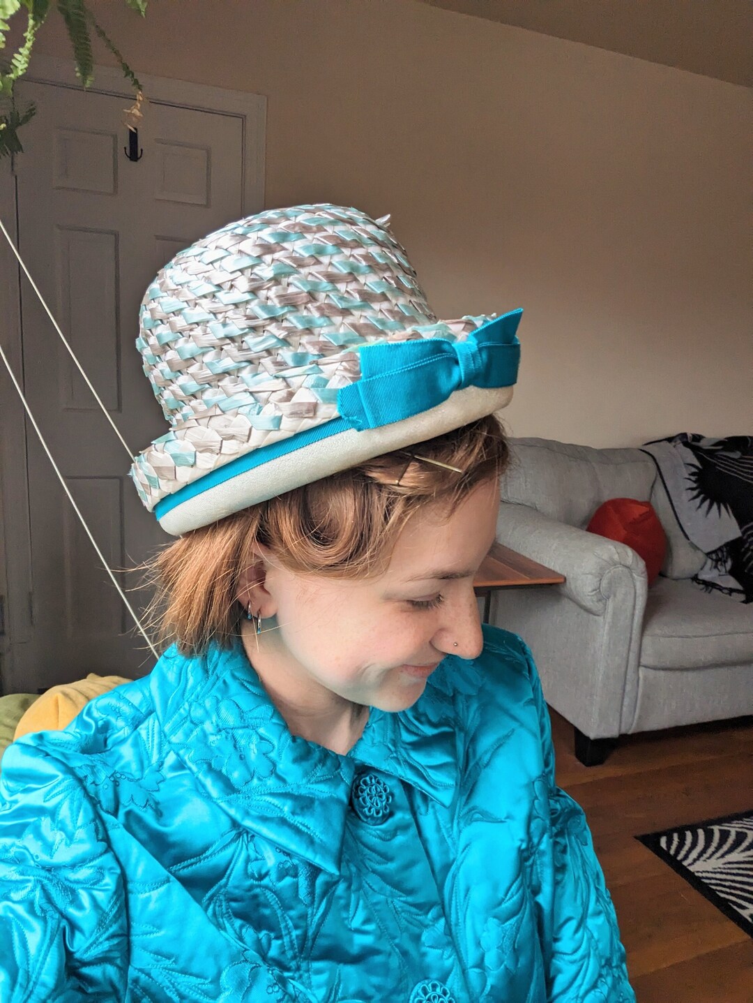 60s Lilly Dashe Straw Bowler Hat - Etsy