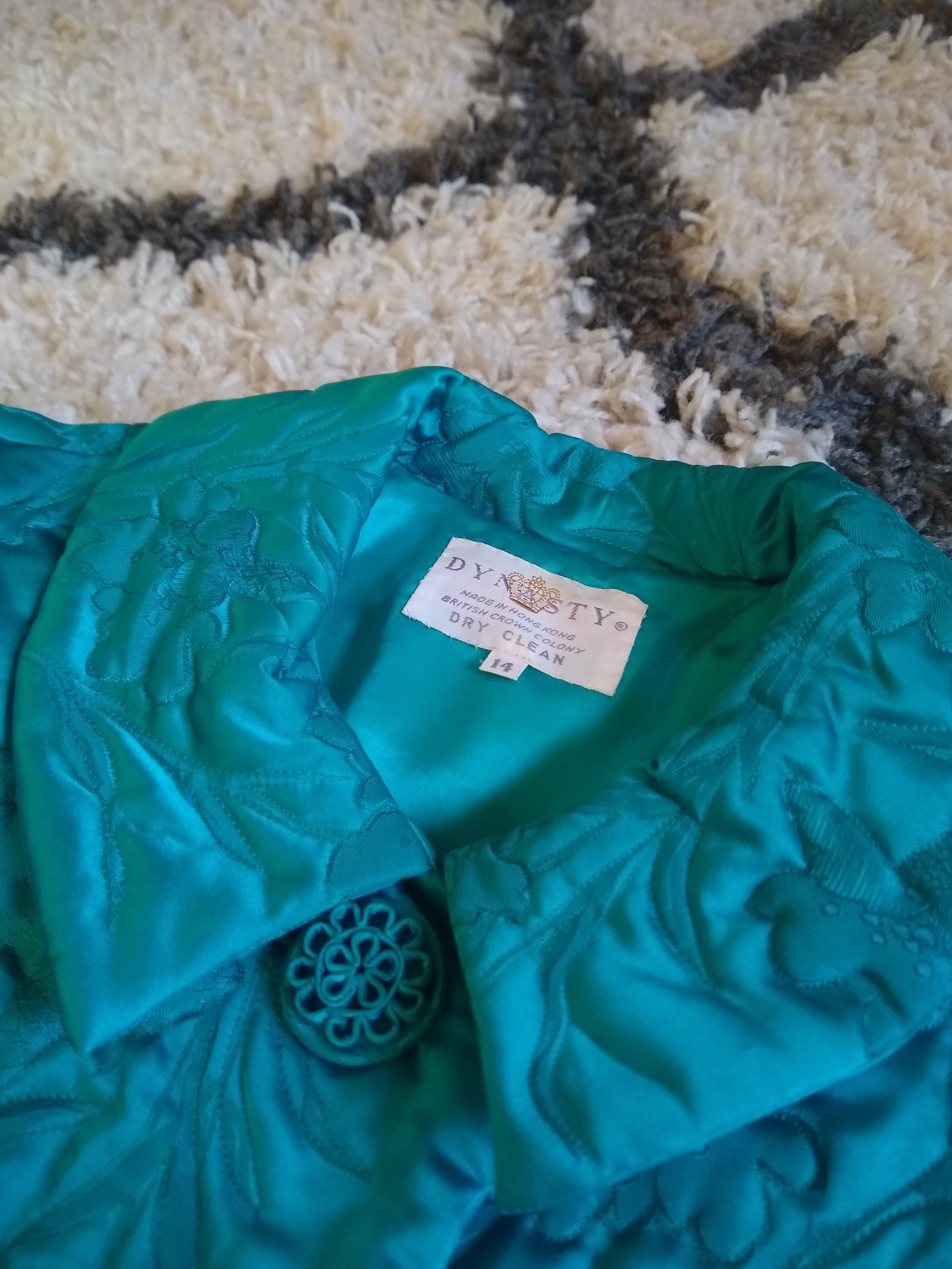 1960s Cerulean Silk Jacquard Dress and Quilted Overcoat - Etsy