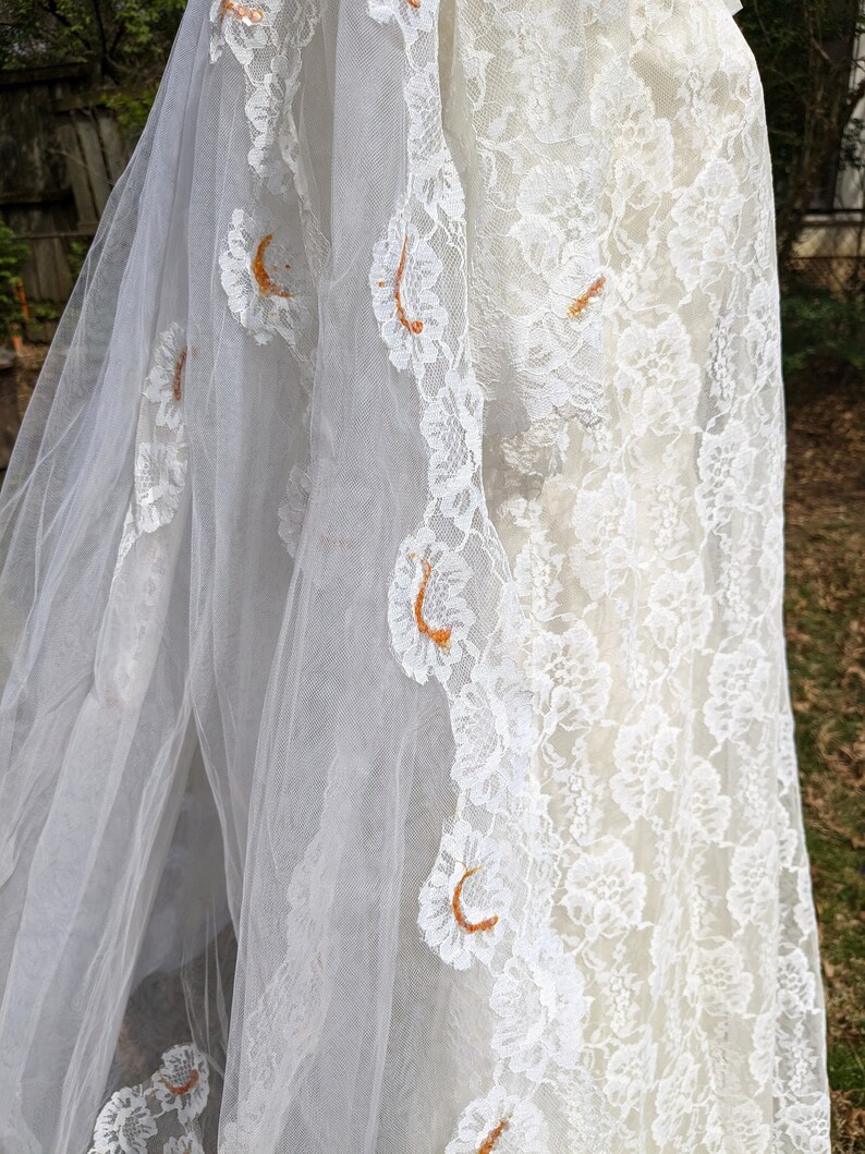 60s Lace and Sequin Wedding Gown With Matching Cape - Etsy