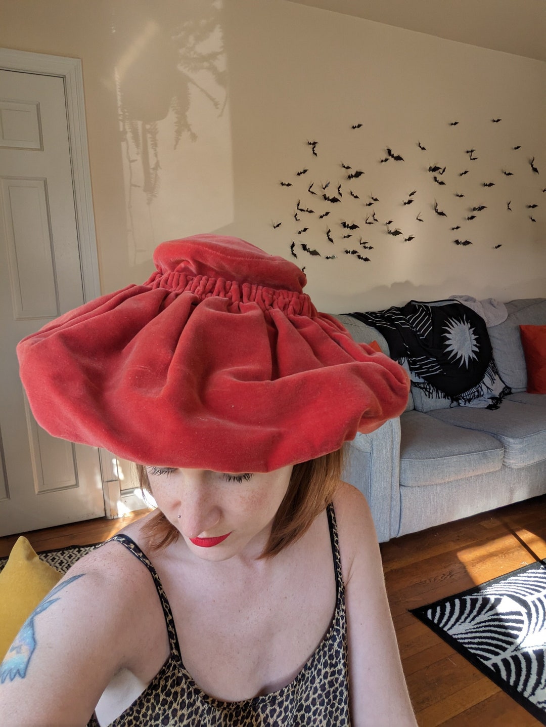 50s Rust Velveteen Gathered Plate Hat - Etsy
