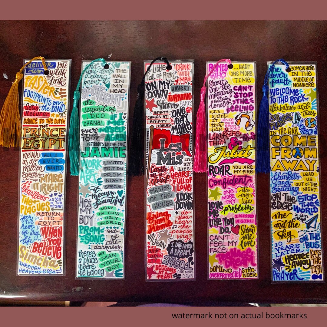 Musical Theatre Hand Drawn Bookmarks | Etsy UK