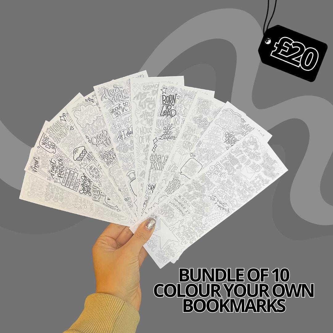 SET OF 10 Colour Your Own Musical Theatre Hand Drawn Bookmarks ...