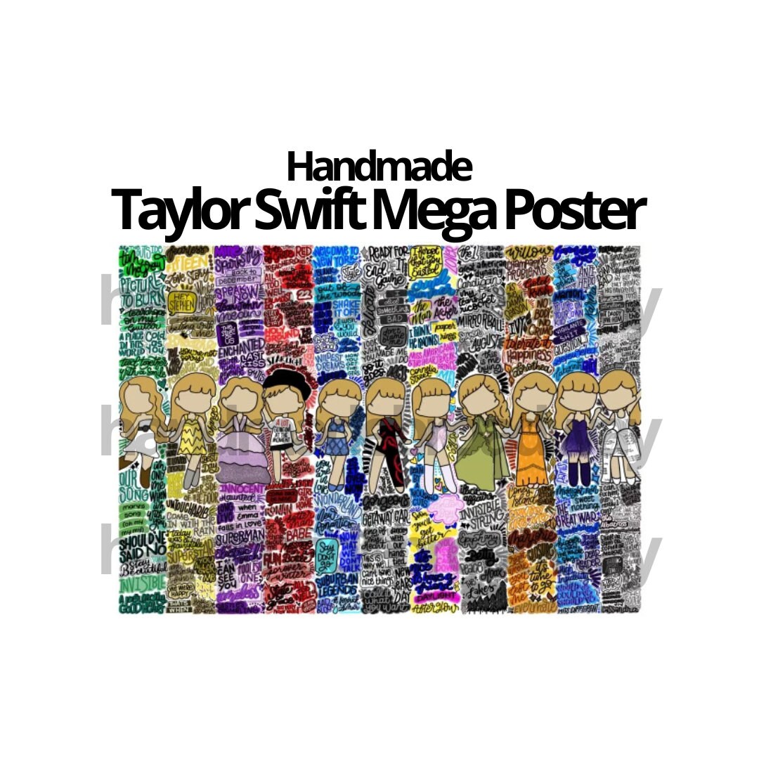 T Swift Inspired MEGA Eras Tour Style Poster - Hand Drawn Music Lover ...