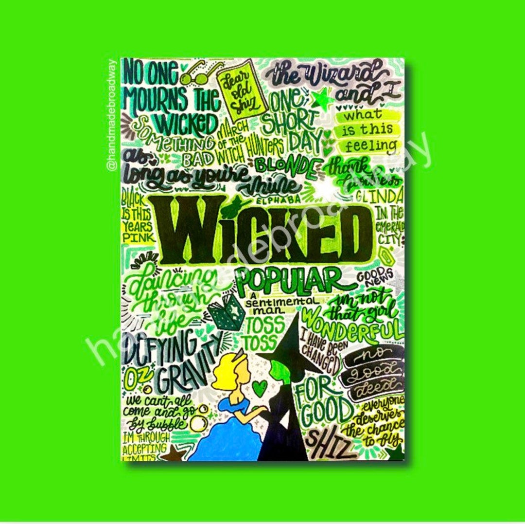 Wicked - Musical Theatre Poster, Broadway Wall Art, Theatre Lover Gift ...