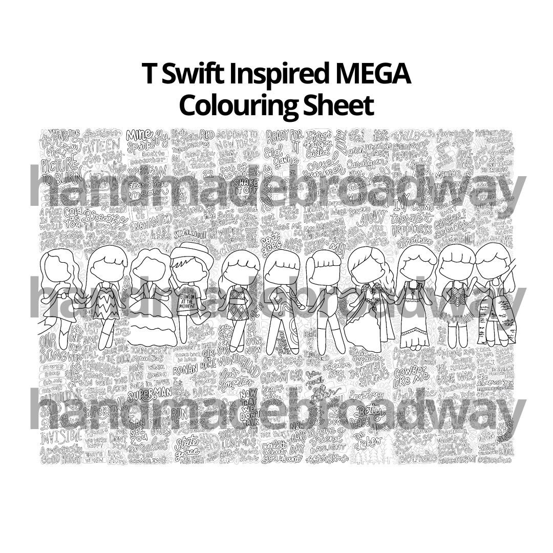 T Swift Inspired MEGA Eras Tour Style COLOURING Poster - Etsy