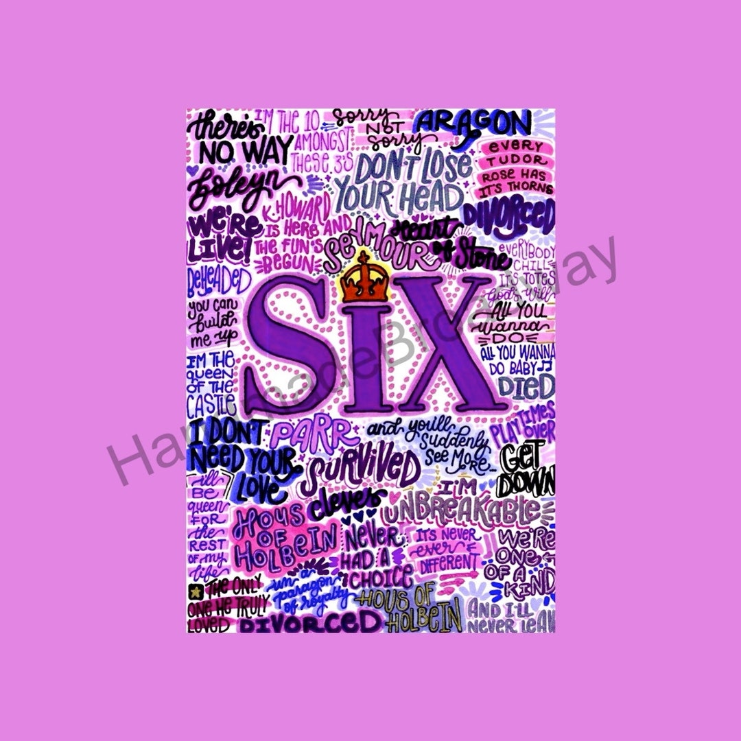 Six Musical Theatre Poster, Broadway Wall Art, Theatre Lover Gift ...