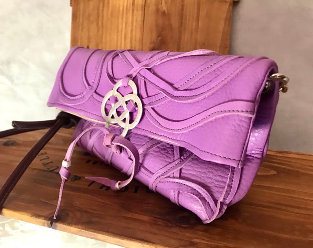 Violet Leather Crossbody Bag, Small Party Crossbody Bag, Violet Summer ...