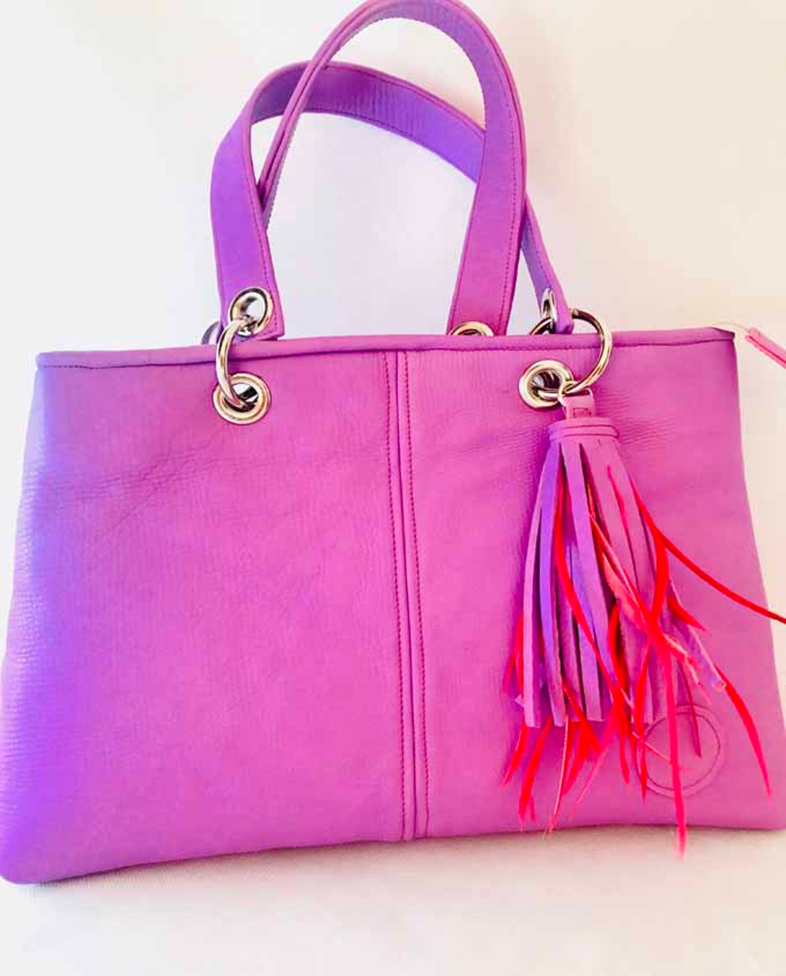 Leather Bag, Pink Bag, Violet, Smooth Leather, Handbag, Dress Bag ...