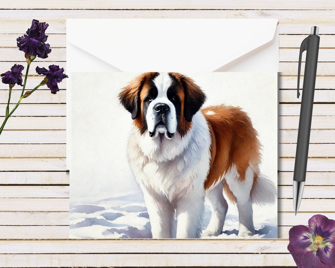 Watercolor Saint Bernard Dog Greeting Cards: Stationery Set - Etsy