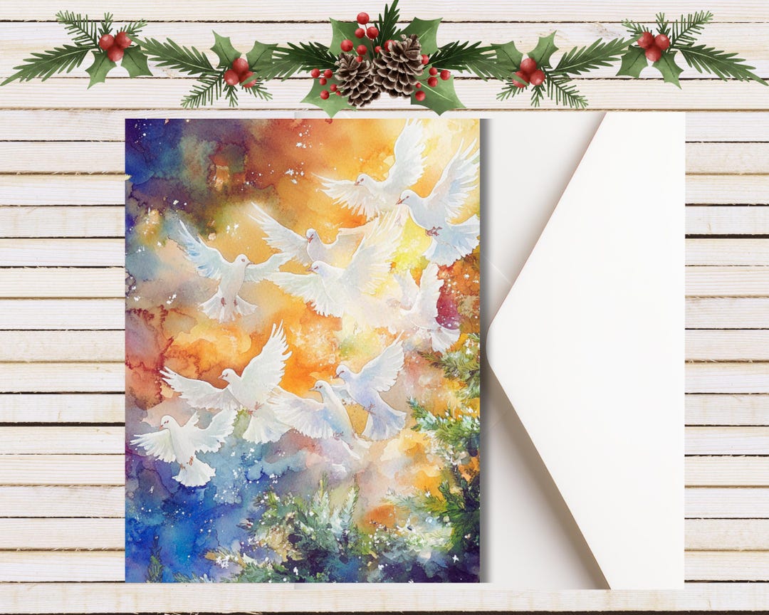 White Doves Christmas Cards: Elegant Holiday Greeting Card Set - Etsy