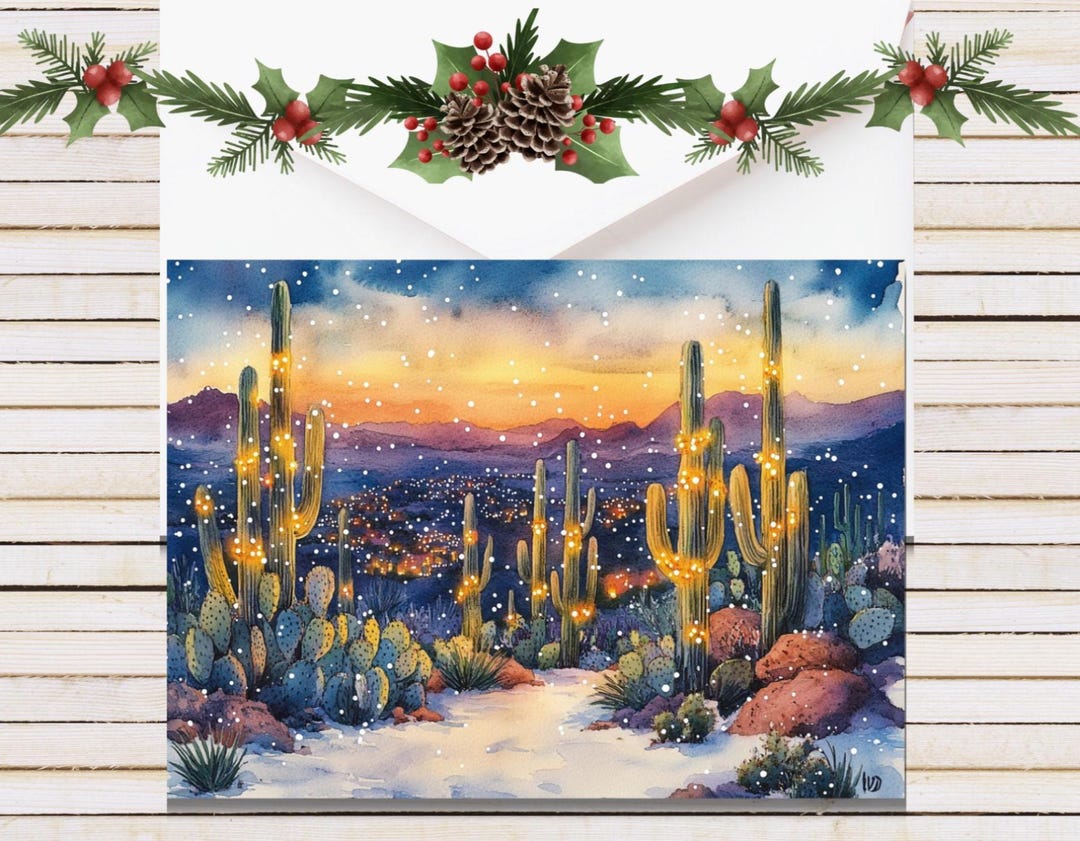 Saguaro Desert Christmas Cards: Holiday Stationery Set - Etsy