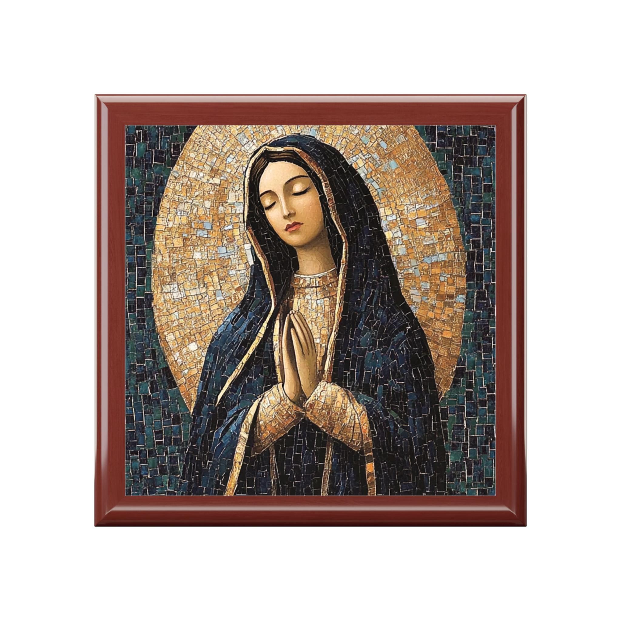 Wood Virgin Mary Trinket Box: Catholic Jewelry Rosary Keepsake - Etsy