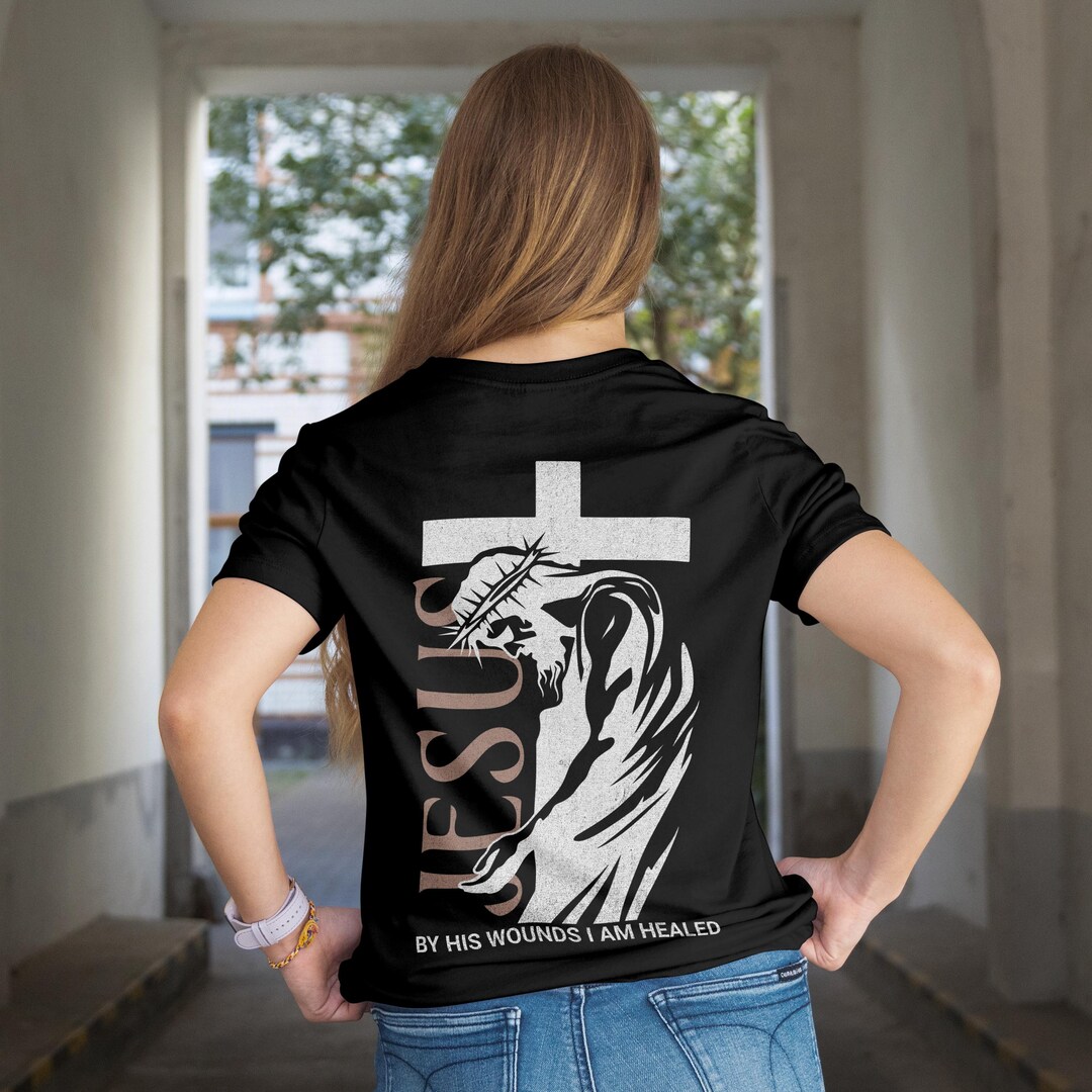 Jesus Cross T Shirt Front Pocket Back Comfort Colors Faith Gift ...