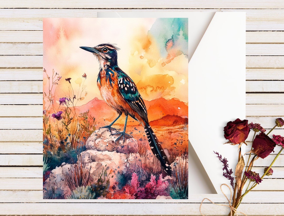 Watercolor Arizona Desert Roadrunner, All Occasion Greeting Cards ...