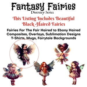 20 PNG OVERLAY FAIRIES- Black Hair - Clip Art, Sublimation, Composites ...