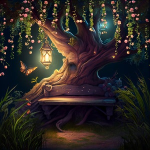 MAGICAL BACKGROUND BACKDROP - 4 Benches - Instant Download - Composite ...