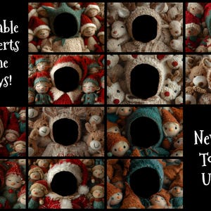 12 CHRISTMAS FACE INSERTS, Newborn Christmas, Toddler Christmas ...