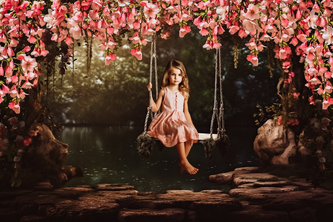 DIGITAL SWING BACKGROUND Composite Digital Pink Flowers - Etsy