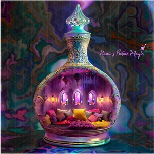 MAGIC DIGITAL BACKGROUND - 5 Genie Bottles, Mystical Backdrop ...