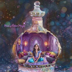 MAGIC DIGITAL BACKGROUND - 5 Genie Bottles, Mystical Backdrop ...