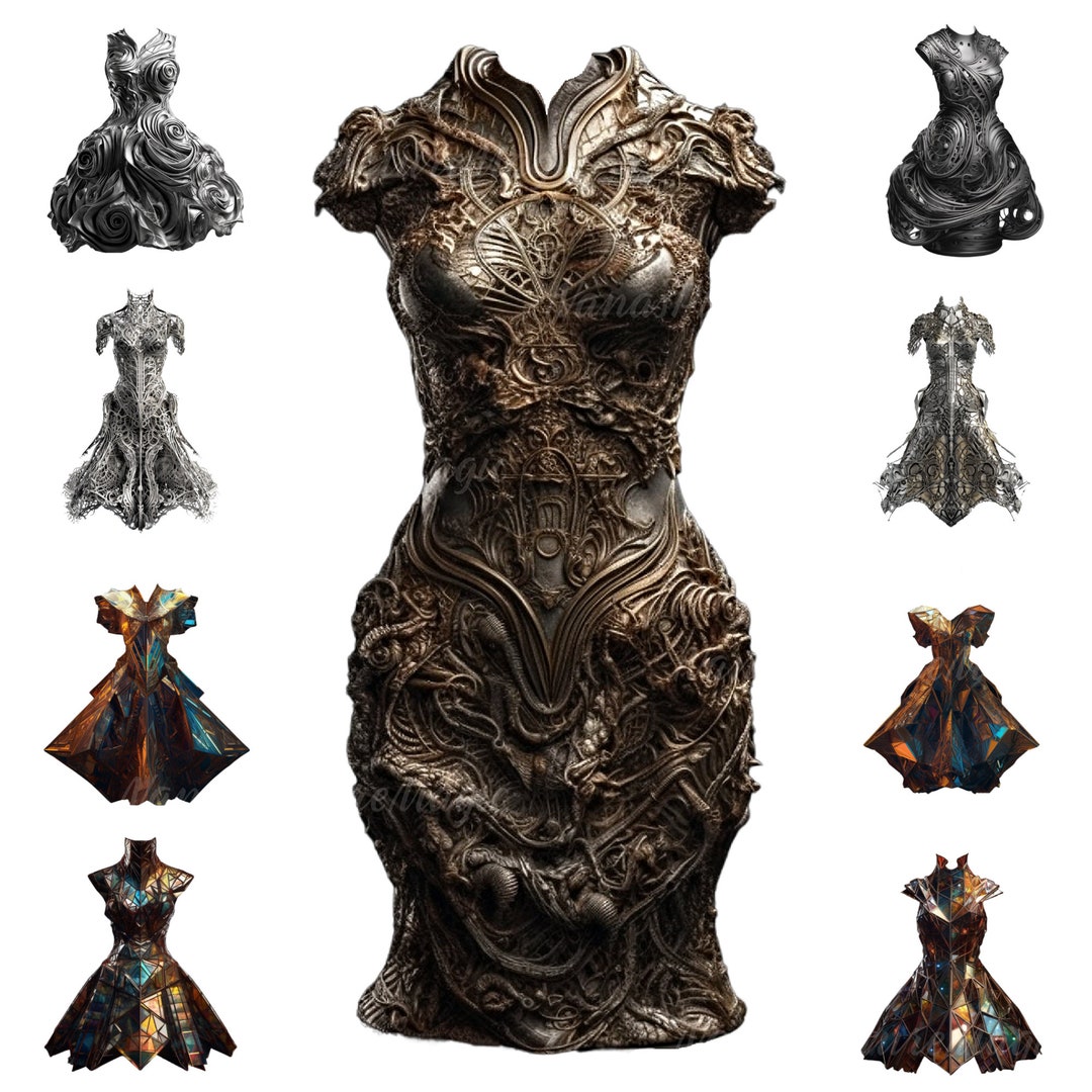 DIGITAL DRESSES Metals, 36 PNG, Overlay, Composite, Designer Gown ...