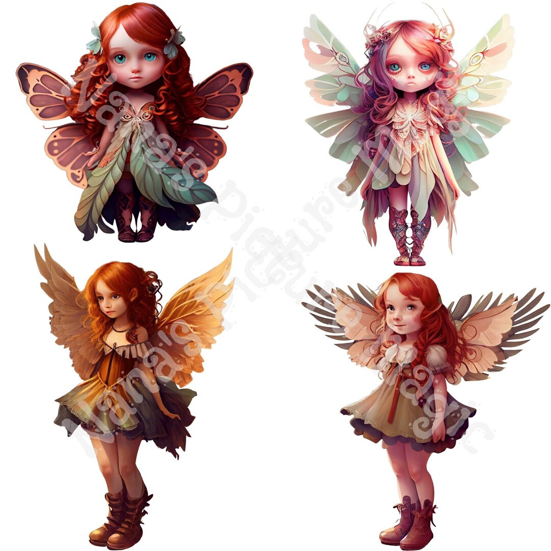 20 PNG OVERLAY FAIRIES- Red Hair -clip Art, Sublimation, Composites ...