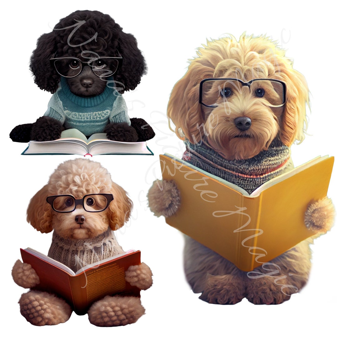 Reading Puppies Clipart: Back to School Dog PNG (digital Download ...