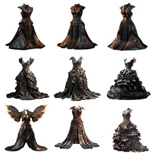 DIGITAL DRESSES Metals, 36 PNG, Overlay, Composite, Designer Gown ...