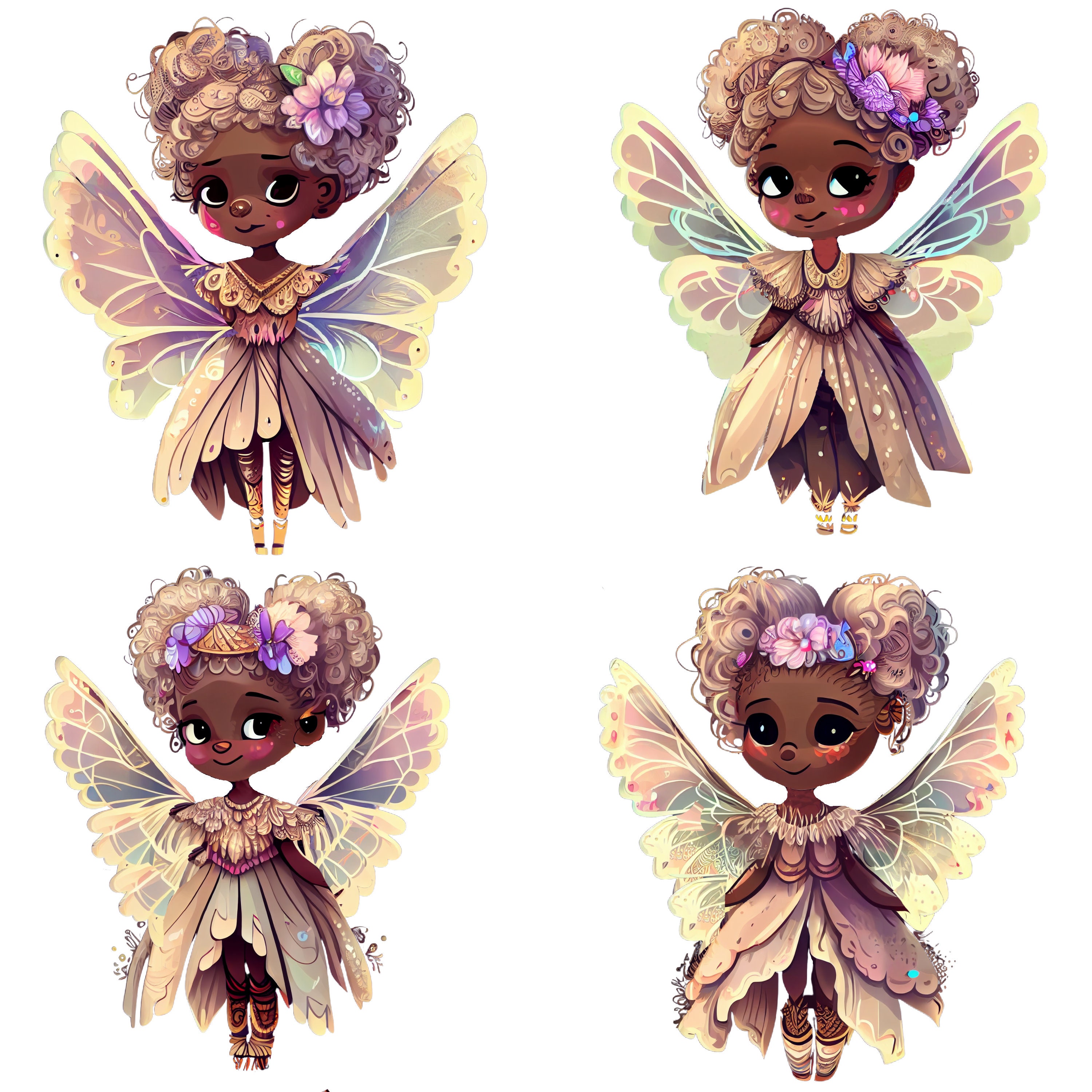 20 PNG OVERLAY FAIRIES Brown Skinned Set Clip Art - Etsy UK