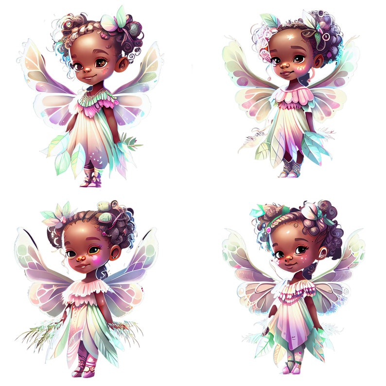 20 PNG OVERLAY FAIRIES Brown Skinned Set Clip Art - Etsy
