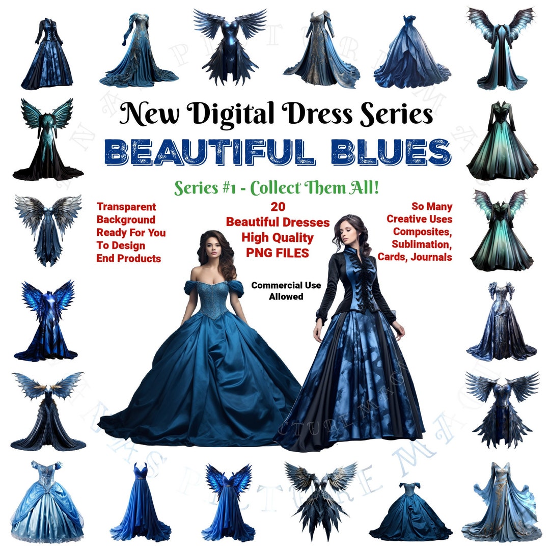 DIGITAL DRESSES 20 PNG Overlay Composite Designer Gown - Etsy