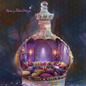 MAGIC DIGITAL BACKGROUND - 5 Genie Bottles, Mystical Backdrop ...