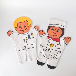 Educational Hand Puppet Set. Chef and Dentist. Occupational Teaching ...