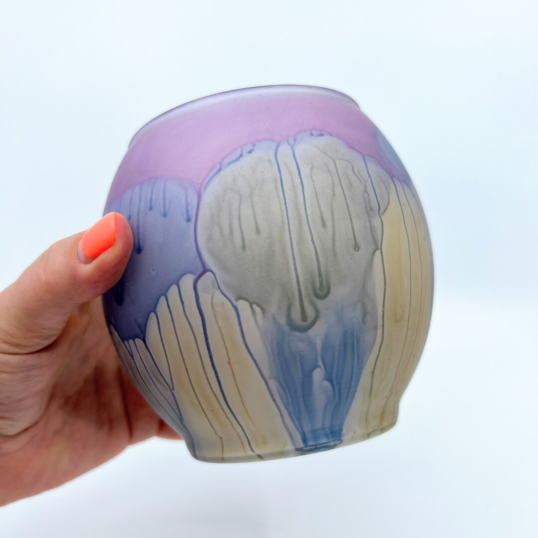 Pastel Hand Painted Glass Vase. Rueven Glass by Nouveau Art Glass Co ...