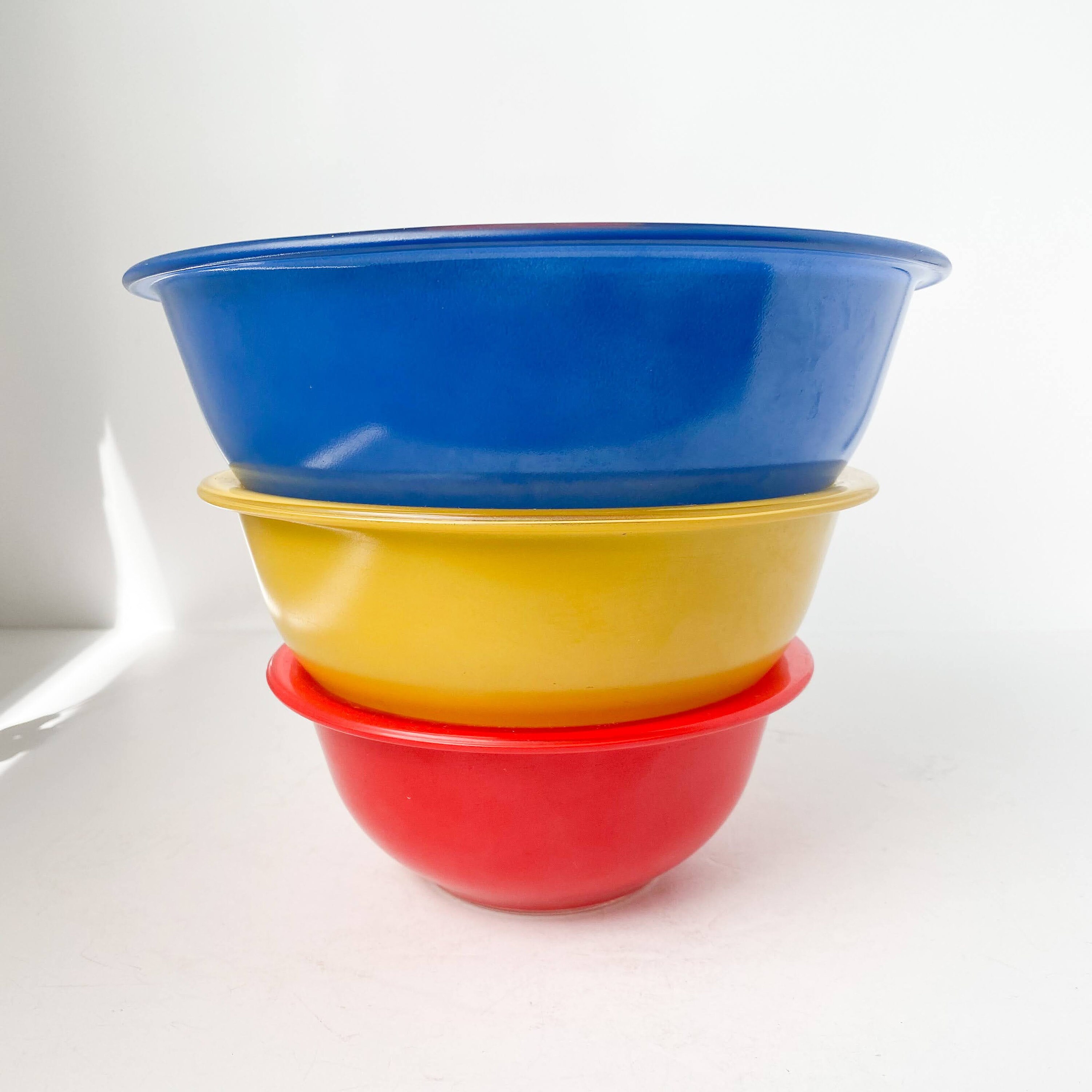 1986 Pyrex Rainbow Primary Mixing Bowl Set 430-045 NOS - munimoro.gob.pe