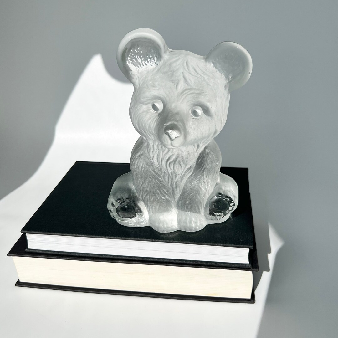 Viking Large Frosted Glass Teddy Bear Animal Figurine. Glass ...