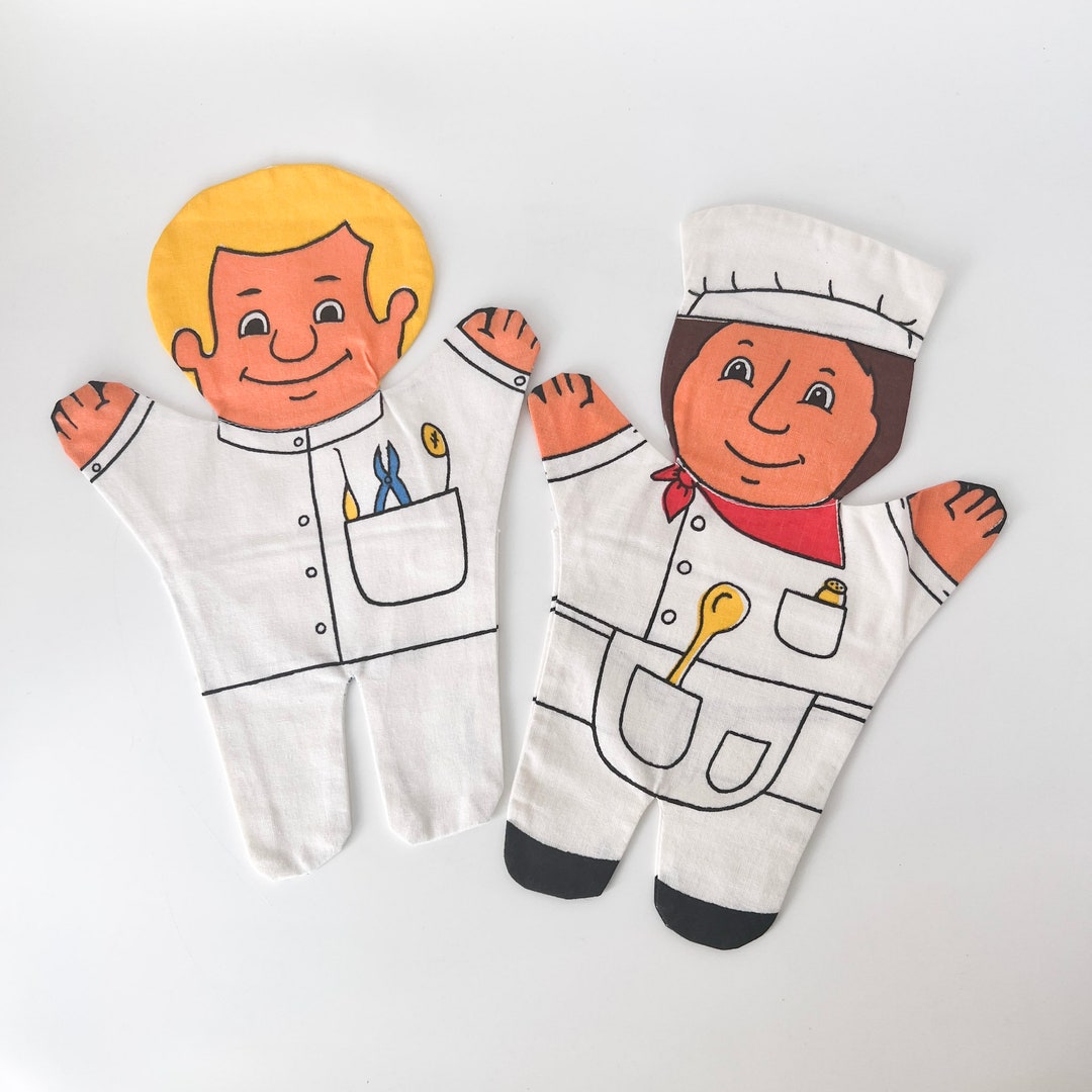 Educational Hand Puppet Set. Chef and Dentist. Occupational Teaching ...