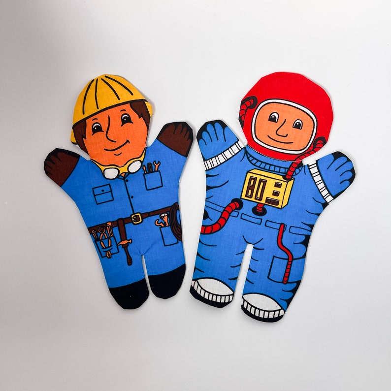 Vintage Dexter Hand Puppets: Astronaut & Construction Worker Decor - Etsy
