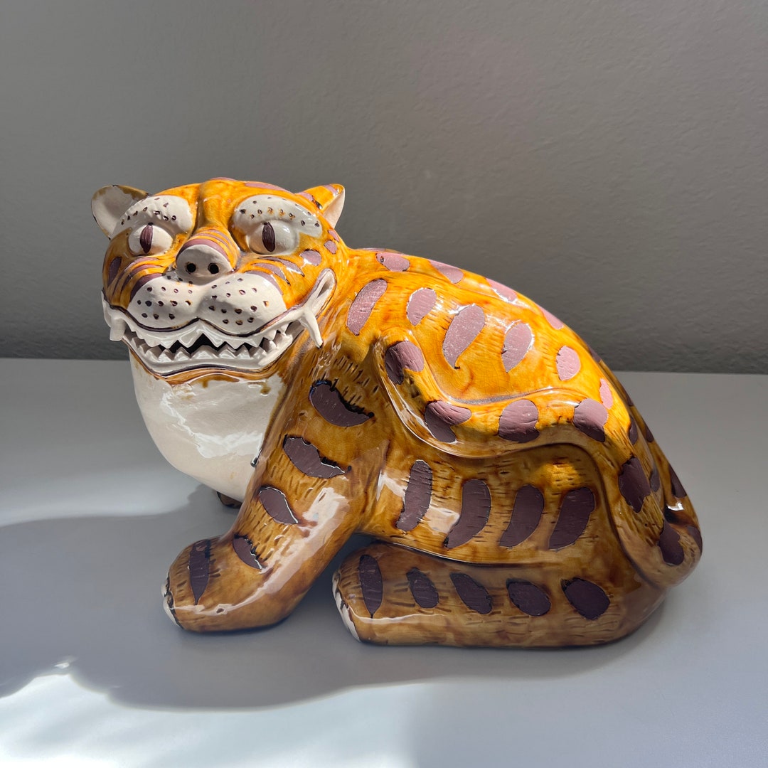 Vintage Italian Ceramic Tiger Sculpture. Vintage 1960s Ceramics for ...