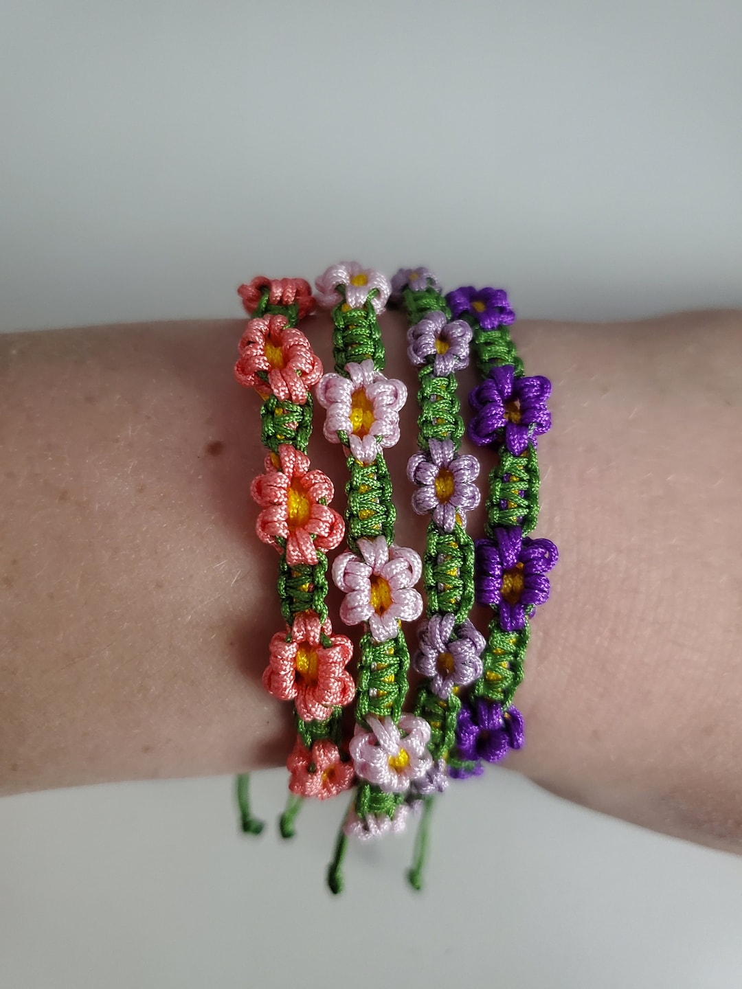 Daisy Chain Bracelet|friendship Bracelet|flower Bracelet|macrame ...