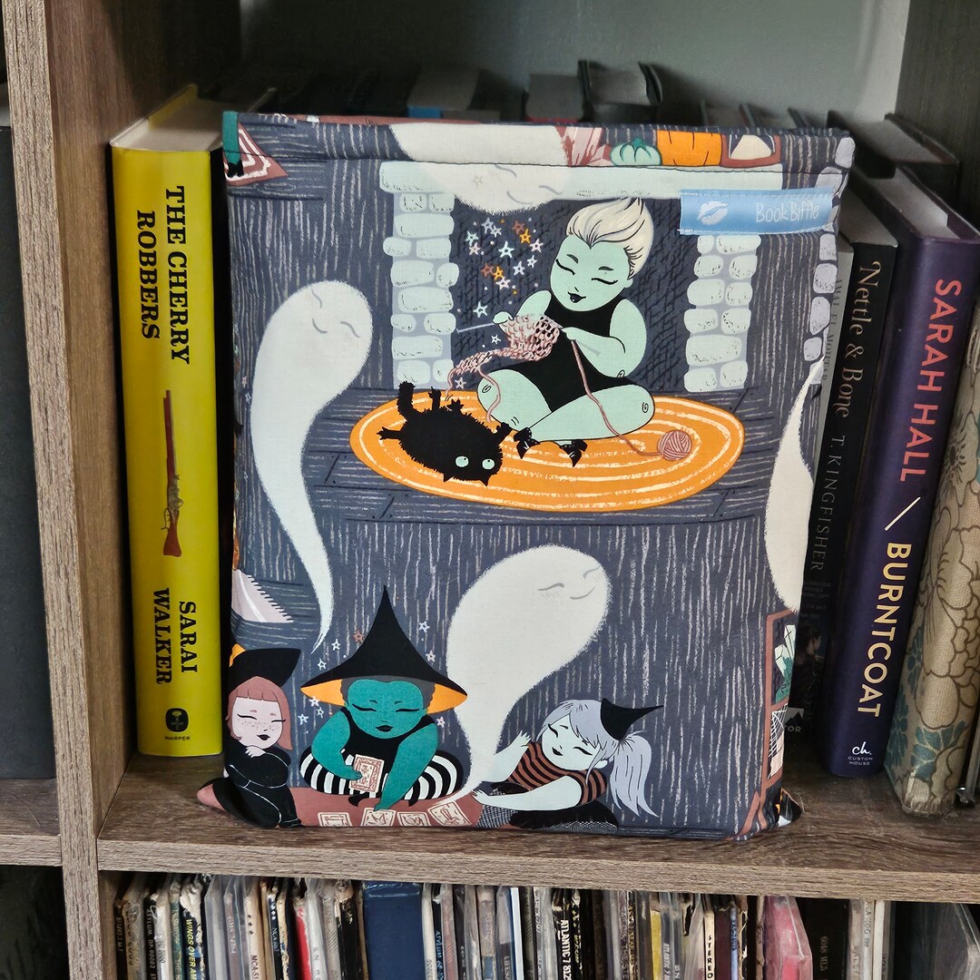 Cute Witchy / Halloween Pattern Book Sleeve - Padded Book Sleeve ...