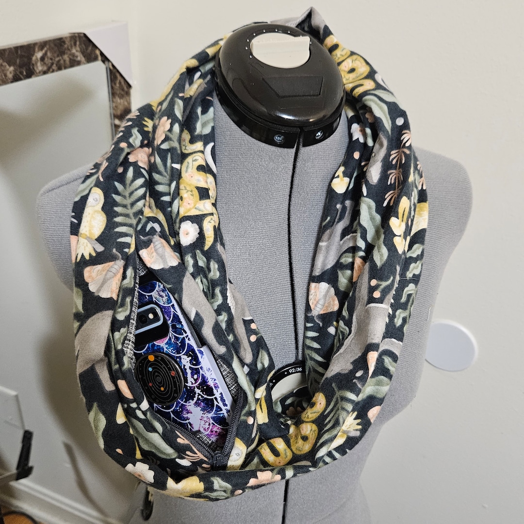 Super Soft Wolves, Snakes, Owls, Forest Print Pocket Scarf Hidden ...